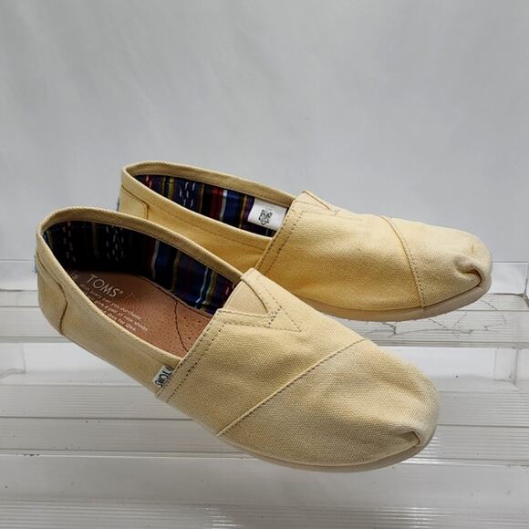 Toms | Shoes | Toms Distressed Yellow Slip Ons Size 9 | Poshmark